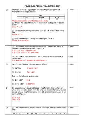 Maths skills for AQA A Level Psychology | Teaching Resources