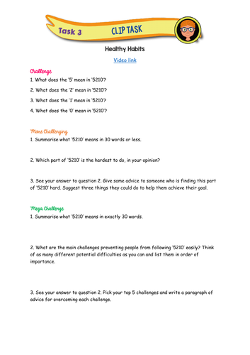 Healthy Habits PSHE | Teaching Resources