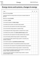 GCSE AQA - Physics - Energy systems and stores, energy changes workbook ...