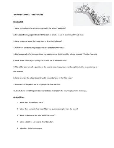 'Bayonet Charge' Ted Hughes | Teaching Resources