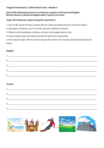 GCSE Studio French Mod 1-4 Tangled Translations | Teaching Resources