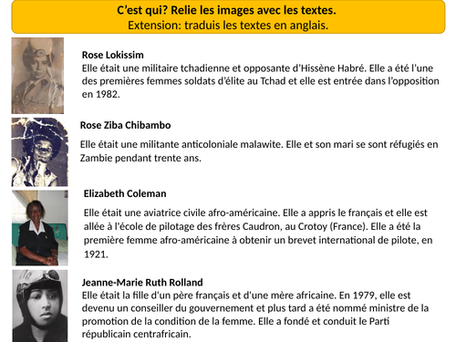 Black History Month French Starter | Teaching Resources