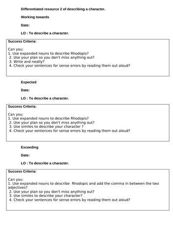 The Egyptian Cinderella -character description of Rhodopis | Teaching ...