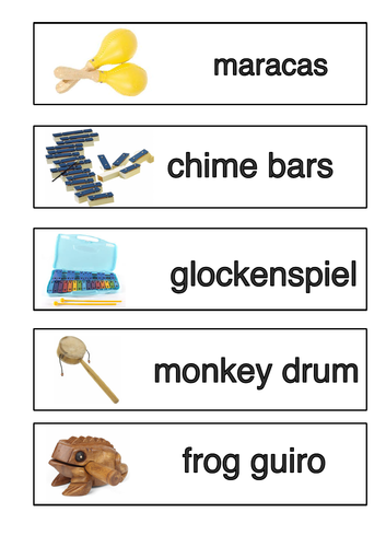 Primary percussion instrument labels | Teaching Resources