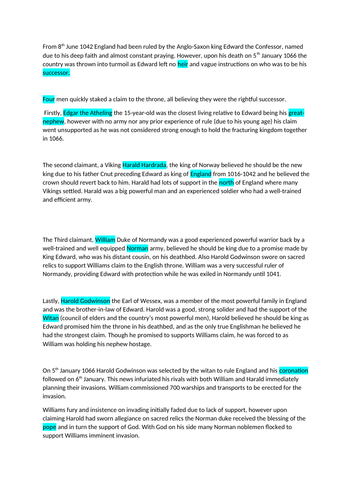 The events of 1066 | Teaching Resources