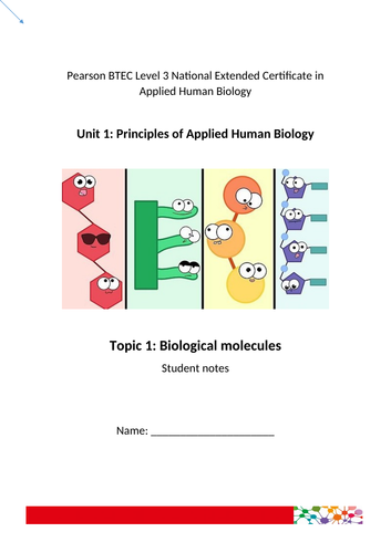 Applied Human Biology BTEC level 3 Unit 1 Section A | Teaching Resources