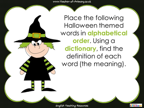 Halloween Words - Using a Dictionary | Teaching Resources