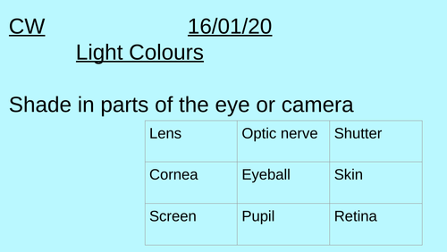 Colours of Light | Teaching Resources