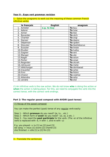 Expo 3 vert resources - Full Module 1 - Ça t’intéresse - Homework ...