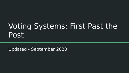 Voting Systems - First Past the Post | Teaching Resources