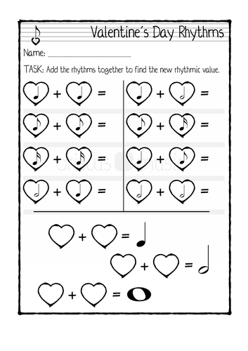 Valentine's Day Rhythm Worksheet Pack | Teaching Resources