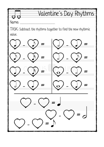Valentine's Day Rhythm Worksheet Pack | Teaching Resources