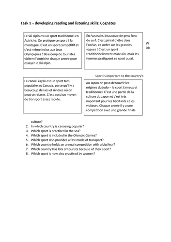 Dynamo 1 Module 3 Le sport dans les pays francophone | Teaching Resources