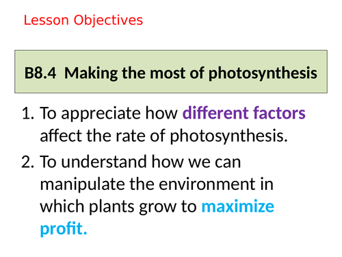 GCSE Biology - Making the most of Photosynthesis (Higher) - Whole ...
