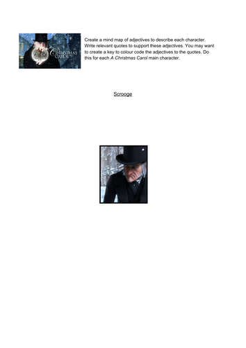 A Christmas Carol character worksheet | Teaching Resources