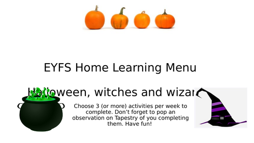 EYFS Halloween Witches Wizard home learning topic project early years ...