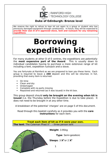 DofE Bronze, Silver, Gold Training Kit List and Exped, getting prepared ...