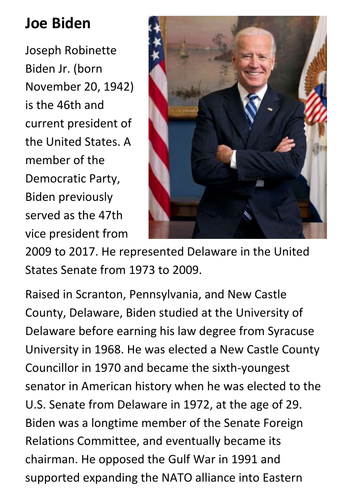 Joe Biden Activity Bundle | Teaching Resources