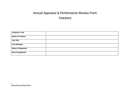 Annual Appraisal & Performance Review Template for Teachers | Teaching ...