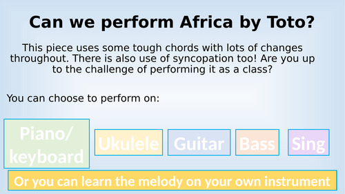Africa by Toto Class Performance Eduqas GCSE Music | Teaching Resources Africa by Toto Class Performance Eduqas GCSE Music | Teaching Resources