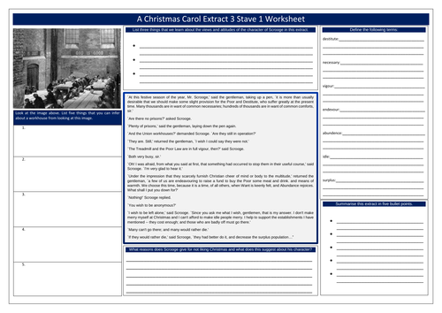 A Christmas Carol Ten Revision Worksheets | Teaching Resources