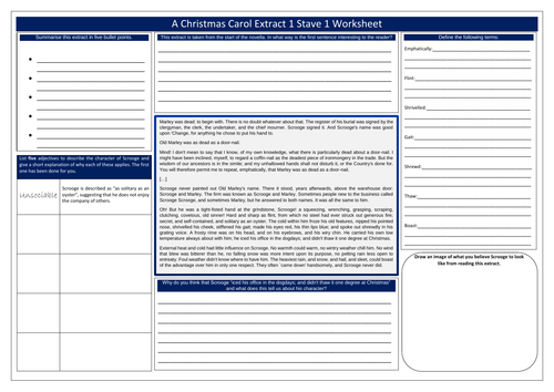 A Christmas Carol Ten Revision Worksheets | Teaching Resources