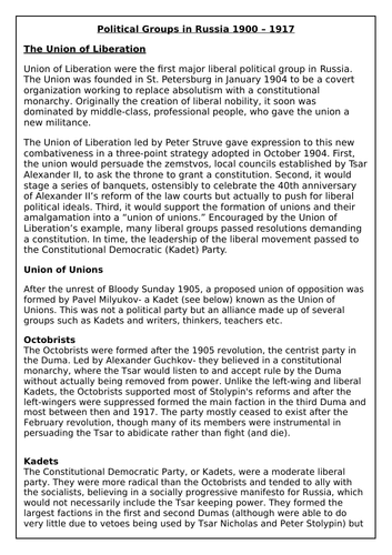 Opposition to Tsar Nicholas II | Teaching Resources