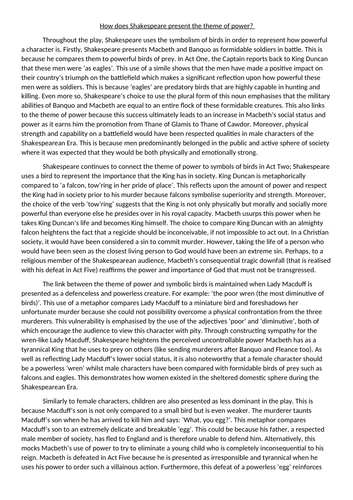 'Macbeth' Model Essays. | Teaching Resources
