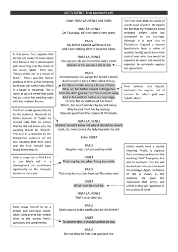 Romeo and Juliet Act 4 Scene 1 Annotated | Teaching Resources