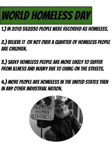 World homelessness day worksheet/fact sheet/teaching slides | Teaching ...
