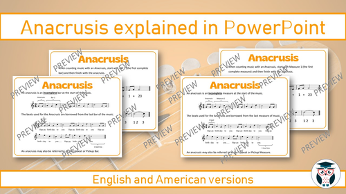 Anacrusis - PowerPoint, Handout and 4 Worksheets | Teaching Resources