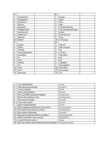 Resources to describe people Dynamo 1 Module 1 | Teaching Resources