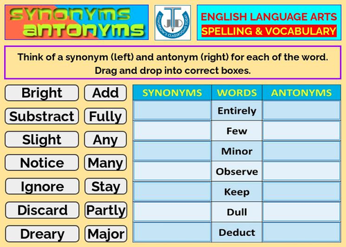 SYNONYMS AND ANTONYMS: 37 BOOM CARDS | Teaching Resources