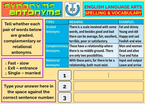 SYNONYMS AND ANTONYMS: 37 BOOM CARDS | Teaching Resources