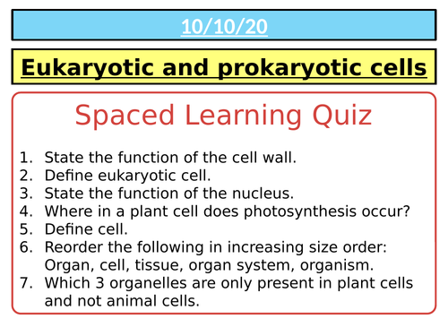 AQA GCSE (9-1) - Eukaryotic and prokaryotic cells | Teaching Resources
