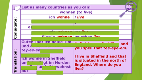 Y7 German Lesson 14 and 15 - Speaking or Writing Assessment | Teaching ...