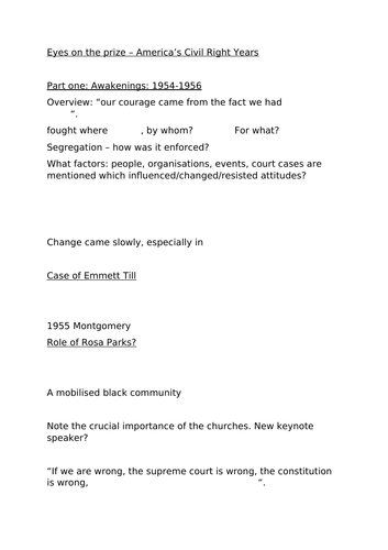 African American Civil Rights - Eyes on the Prize lesson | Teaching ...