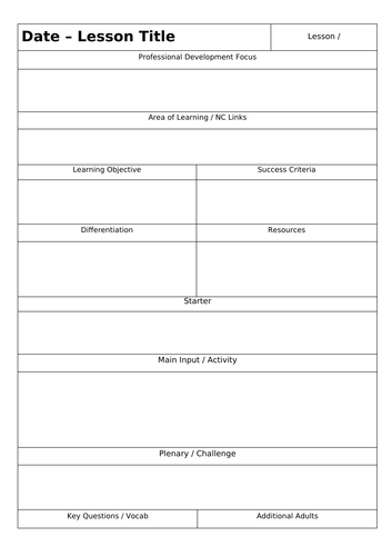 Lesson Plan Template (with example) | Teaching Resources
