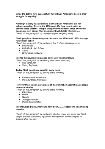 African American Civil rights since the 1950s and 1960s | Teaching ...