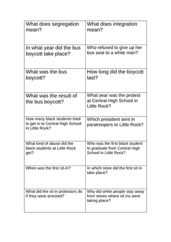 Civil rights board game and quick quiz | Teaching Resources
