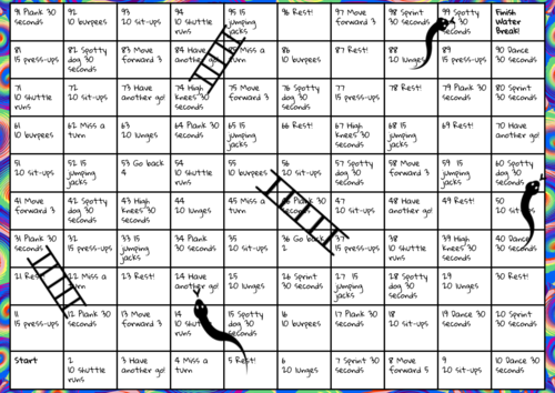 Snakes and Ladders Exercise Game | Teaching Resources