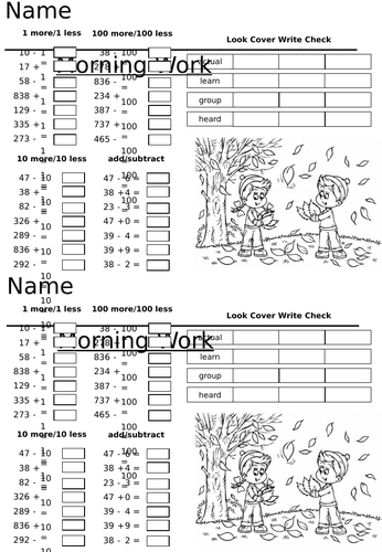 Year 3 Morning Work Sheet Focus Activity | Teaching Resources