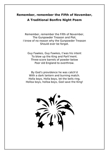 Bonfire Night Poem - Remember, remember the 5th of November: PPT, poem ...