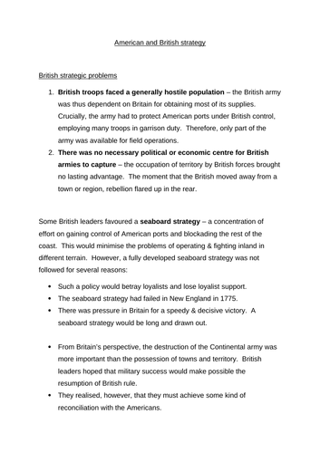 The American War of Independence - 1776 - Military strategy | Teaching ...