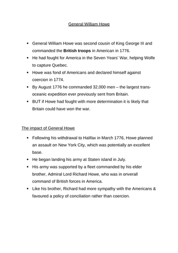 The American War of Independence 1776-7 | Teaching Resources