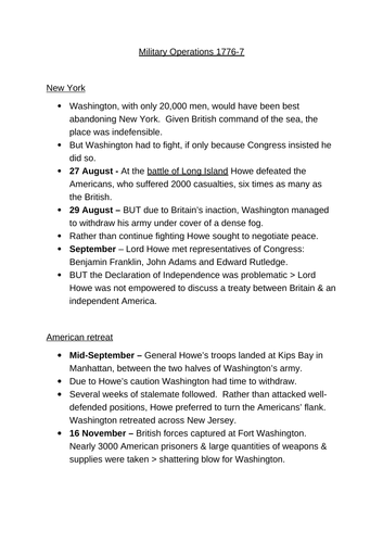 The American War of Independence 1776-7 | Teaching Resources