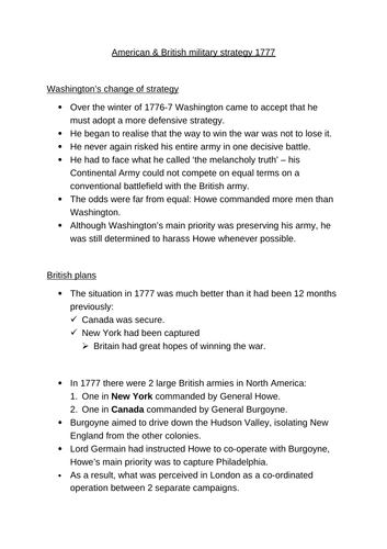 The American War of Independence 1776-7 | Teaching Resources