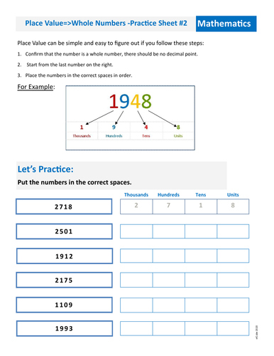 Mathematics - Place Value - Whole Numbers #2 | Teaching Resources