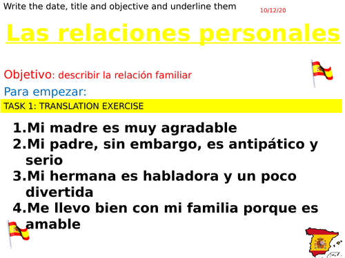 FAMILY AND RELATIONSHIPS: IB SPANISH AB INITIO BUNDLE | Teaching Resources