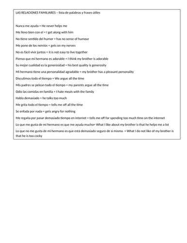 FAMILY AND RELATIONSHIPS: IB SPANISH AB INITIO BUNDLE | Teaching Resources